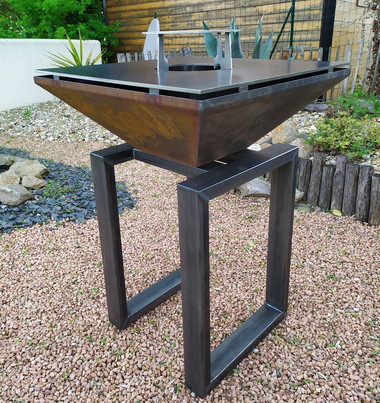 Brasero corten pied acier – brasero-rocket-stove